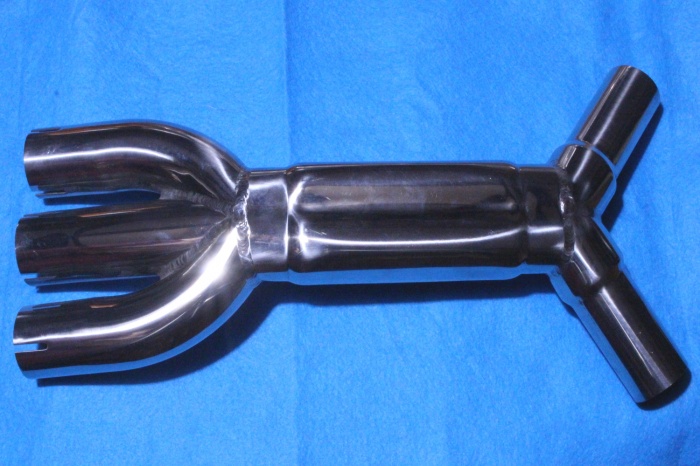 Laverda Exhaust Collector Box 120 Stainless 63513085 - G43 - motalia.co.uk